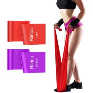 resistance bands - 2m professional latex elastic band for home or gym upper & lower body, physical therapy, strength training, yoga, pilates, rehab fitness bands (purple/red)