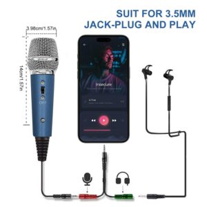 LOOYUAN Blue Condenser Recording Microphone 3.5mm Plug and Play PC Microphone, Broadcast Microphone for Computer Desktop Laptop MAC Windows Online Chatting Podcast Skype YouTube Game（Blue