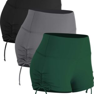 CADMUS Athletic Booty Shorts for Women 3 Pack High Waisted Workout Pro,1021,Black,Grey,Dark Green,Medium