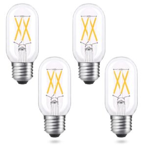 aielit 40 watt equivalent led bulb, e26 base, energy efficient 4w, soft warm white 3000k dimmable 400lm tubular t14 t45 edison led light bulbs for pendant sputnik vanity chandeliers ceiling, 4 pack