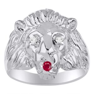 rylos conversation starter diamonds & ruby in the eyes & mouth of this fabulous lion head ring set in sterling silver size 9