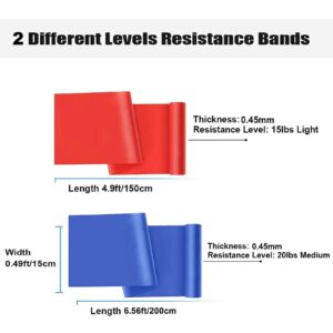 Resistance Bands - 2m Professional Latex Elastic Band for Home or Gym Upper & Lower Body, Physical Therapy, Strength Training, Yoga, Pilates, Rehab Fitness Bands (Blue/Red)