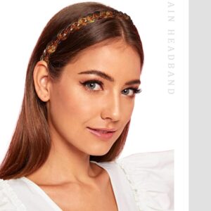 AWAYTR Hairband, 3PCS Chained Reactions Headband for Women Girls - Resin-Gold/Resin-Silver/Resin-Amber