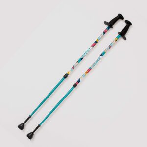 Urban Poling ACTIVATOR® MODA with Snow & Trekking Baskets, Silver with Blue, Green, & Yellow, 1 Pair – For Users 4'2"–6' – Lightweight, Aluminum Nordic Walking Sticks – Collapsible & Adjustable Hiking