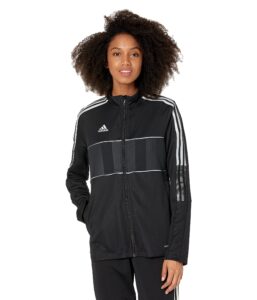 adidas women's tiro track reflective jacket, black, large