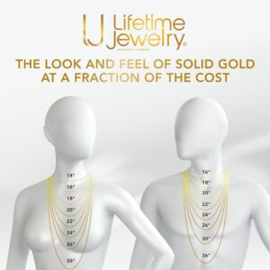 LIFETIME JEWELRY 11mm Flexible Herringbone Chain Necklace 24k Real Gold Plated (20 inches, Gold)