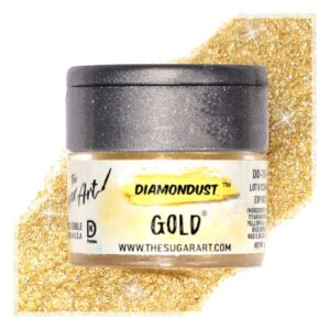 gold edible glitter for drinks, cocktails, cake decorating, strawberries, chocolates & more | no taste | 4g | 100% food-safe | kosher, vegan, gluten & nut free | diamondust by the sugar art …