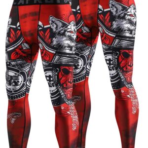 LAFROI Men's 2-Pack Quick Dry Cool Compression Fit Tights Leggings Waistband-YSK08 Warrior Size MD