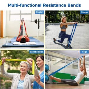 Resistance Bands - 2m Professional Latex Elastic Band for Home or Gym Upper & Lower Body, Physical Therapy, Strength Training, Yoga, Pilates, Rehab Fitness Bands (Blue/Red)