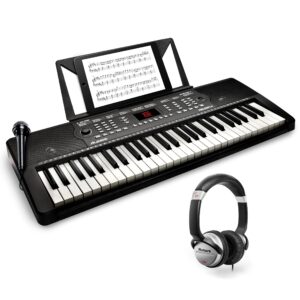 alesis melody 54-54-key electric piano keyboard with speakers, microphone, music rest + numark hf125 - on-ear headphones with 6ft cable