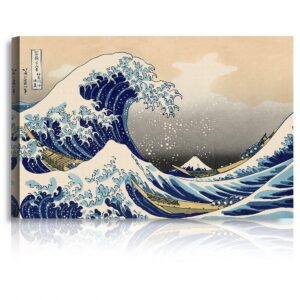 a&t artwork the great wave off kanagawa by katsushika hokusai the world classic art reproductions, giclee canvas prints wall art for home decor, 30x20 inches