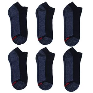 hanes mens socks, 6-pair pack max cushion low cut, black/grey foot bottom, 6 12 us