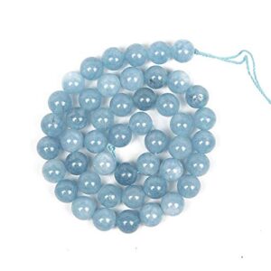 45pcs 8mm Blue Chalcedony Jades Natural Stone Beads for Jewelry Making，Energy Stone Healing Power，Enjoy DIY Fun