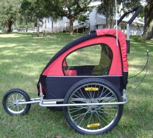 i10Direct Red and Black 2 in 1 Child Baby Bike Bicycle Trailer and Stroller