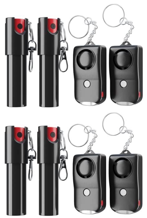 ARMADILLO DEFENSE Pepper Spray and Personal Alarm Key Chain Bundle (8 Pack) for Protection and Self Defense, Safeguard for Women and Men, Tear Gas and Panic Button