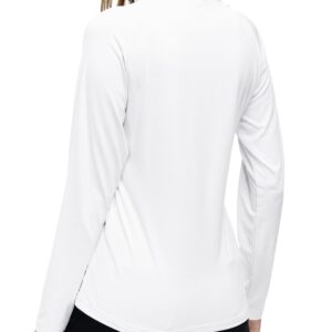 AIRIKE Women's Long Sleeve Shirts Pullover Quarter Zip Collared Sun Protection Workout Tops White S