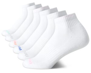 reebok women's comfort cushioned athletic quarter cut socks (6 pack), size shoe size 4-10, white