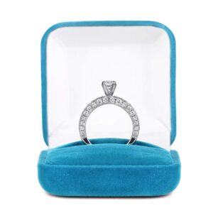 1/2 Carat Diamond and 1/2 Carat Moissanite Engagement Ring for Women in 14k White Gold (I-J/G, SI1-SI2/VS2, cttw) V-Shape Prong Promise Ring for Her Size 9.5 by VVS Gems