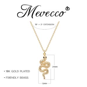 MEVECCO Dainty Gold Snake Necklace for Women 18k Gold Plated Serpent Snake Charm Necklace Cubic Zircon Snake Pendent Chunky Gold Snake Simple Minimalist Delicate Handmade Boho Jewelry For Her