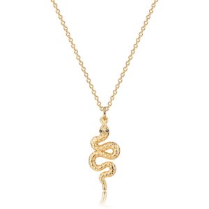 mevecco dainty gold snake necklace for women 18k gold plated serpent snake charm necklace cubic zircon snake pendent chunky gold snake simple minimalist delicate handmade boho jewelry for her