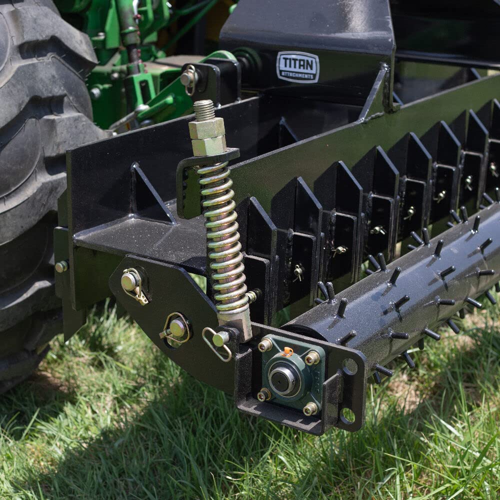 Titan Attachments 60in Soil Yard Pulverizer, Spiked Drum, Category 1 and 2, 3 Point, Quick Hitch Compatible