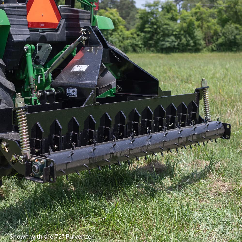 Titan Attachments 60in Soil Yard Pulverizer, Spiked Drum, Category 1 and 2, 3 Point, Quick Hitch Compatible