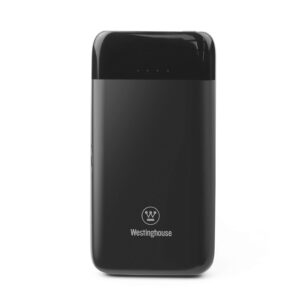 westinghouse ultra slim portable 10000 mah charger - fast charging and compact battery pack with led lighting - dual usb output charger compatible with iphone, samsung galaxy, and more