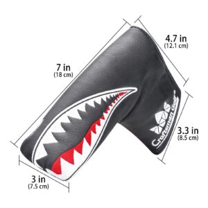 Craftsman Golf Shark Black and Red Blade Putter Cover Headcover Magnetic Closure (Blade Putter Cover)