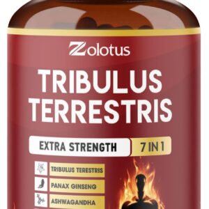 Zolotus Tribulus Terrestris, 8650mg Per Capsule, High Potency with Ashwagndha, Panax Ginseng, Saw Palmetto, Maca, Shilajit. Boost Energy, Mood, Stamina & Performance, for Men & Women, 3 Months Supply.