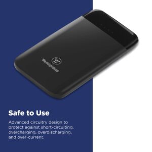 Westinghouse Ultra Slim Portable 10000 mAh Charger - Fast Charging and Compact Battery Pack with LED Lighting - Dual USB Output Charger Compatible with iPhone, Samsung Galaxy, and More