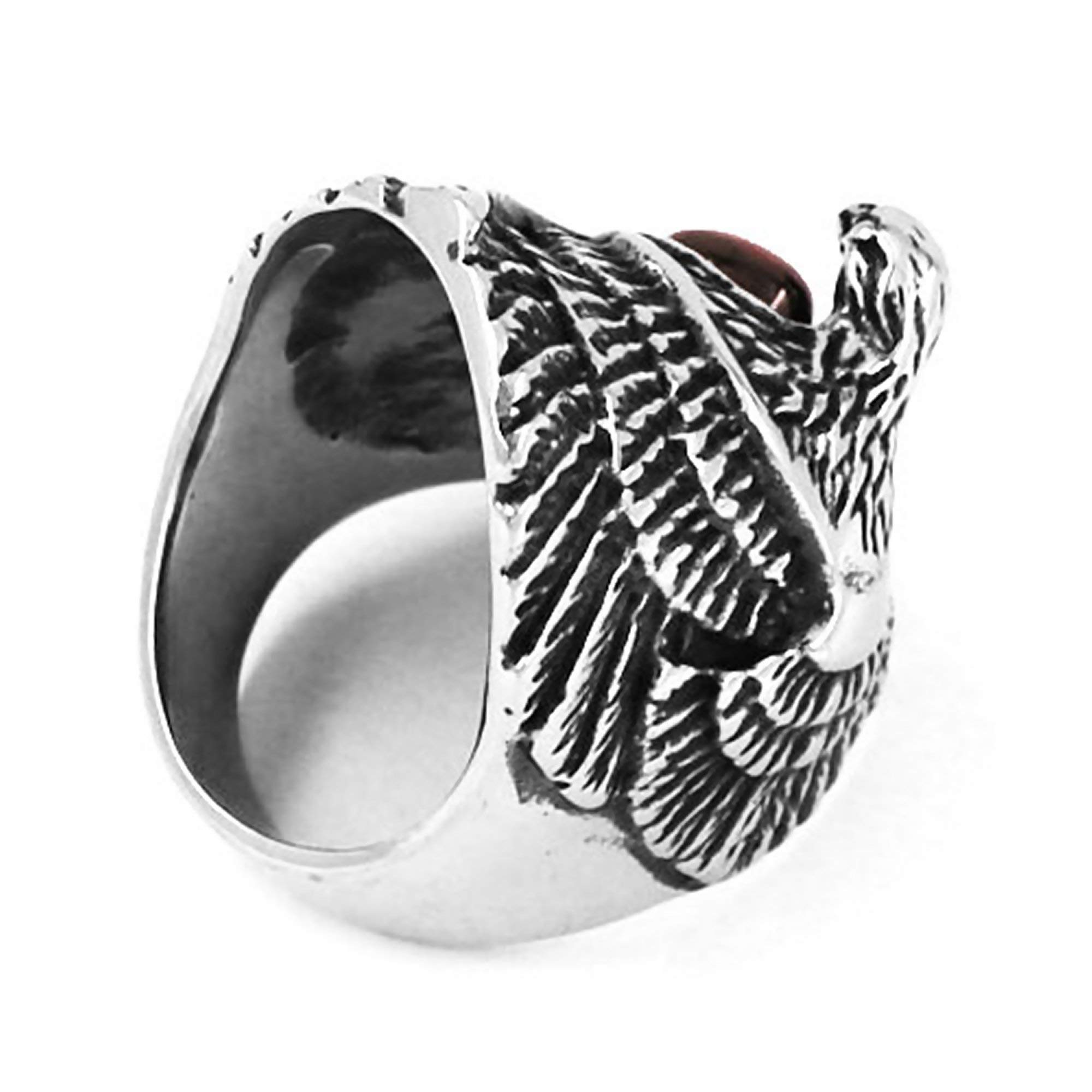 Fantasy Forge Jewelry Large Phoenix Ring Mens Womens Stainless Steel Falcon Firebird Band Sizes 7-13 (11)