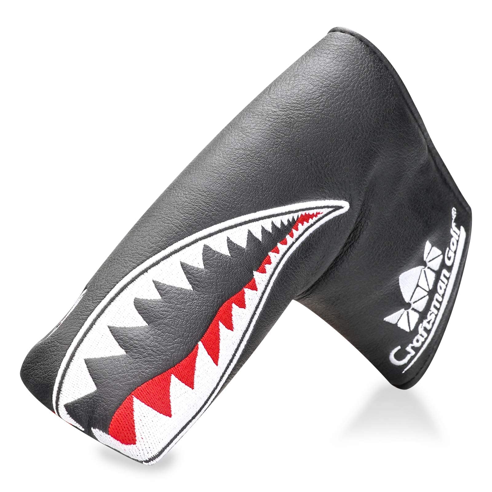 Craftsman Golf Shark Black and Red Blade Putter Cover Headcover Magnetic Closure (Blade Putter Cover)