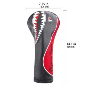 Craftsman Golf Cool Shark Black and Red Driver Head Cover Headcover 460cc for Taylormade Big Bertha