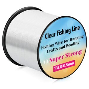 strong fishing line clear, acejoz thick fishing wire 0.8mm invisible hanging wire heavy duty monofilament line 70 lb test for hanging decoration balloon garland crafts