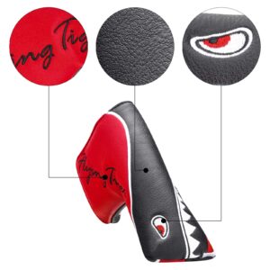 Craftsman Golf Shark Black and Red Blade Putter Cover Headcover Magnetic Closure (Blade Putter Cover)