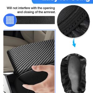 Autorder Center Console Cover for Ford Explorer 2020 2021 2022 2023 2024 Accessories Armrest Cover Carbon Fiber Anti-Scratch Middle Console Pad Leather Armrest Protector