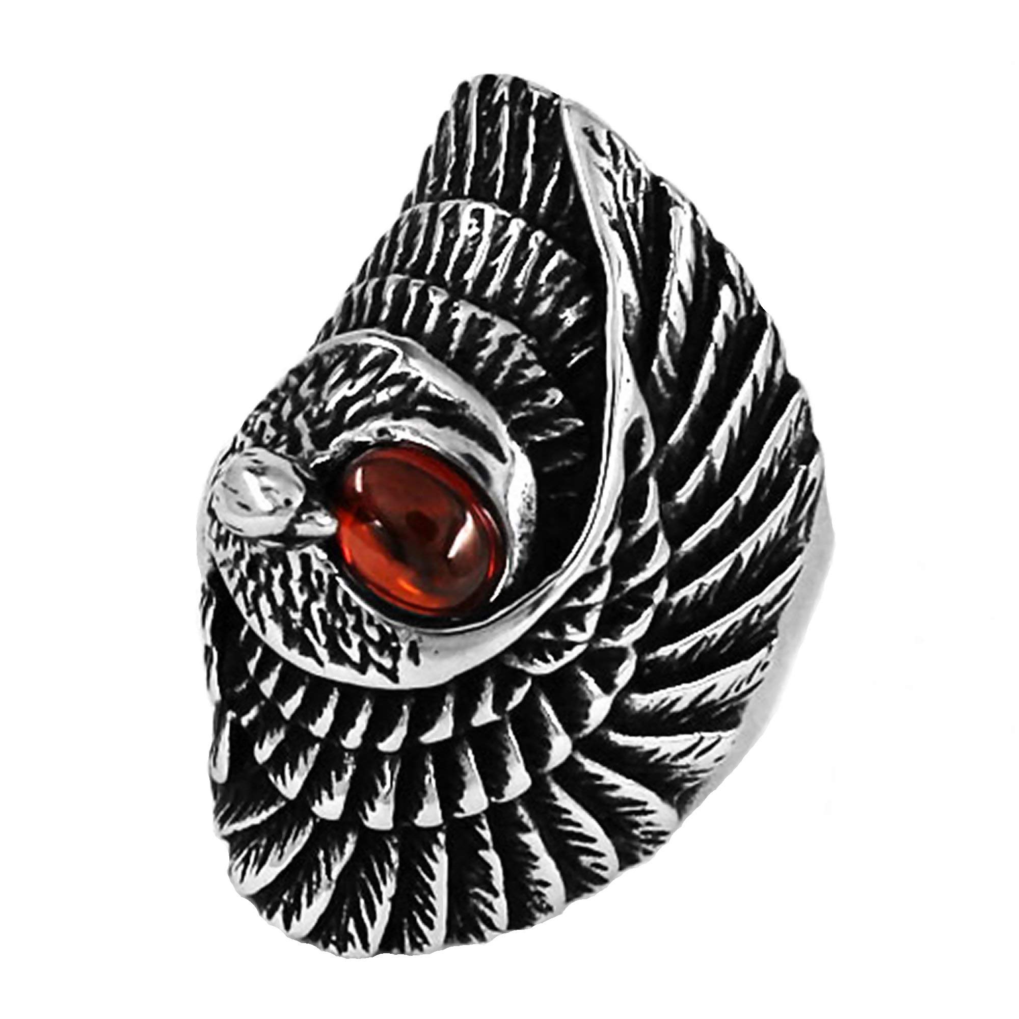 Fantasy Forge Jewelry Large Phoenix Ring Mens Womens Stainless Steel Falcon Firebird Band Sizes 7-13 (11)