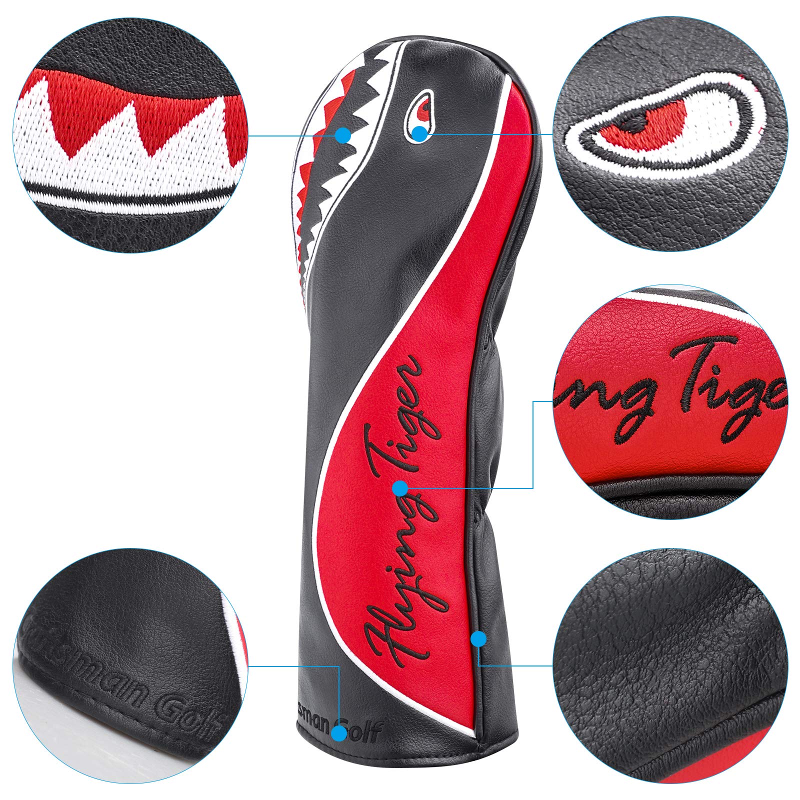 Craftsman Golf Cool Shark Black and Red Driver Head Cover Headcover 460cc for Taylormade Big Bertha