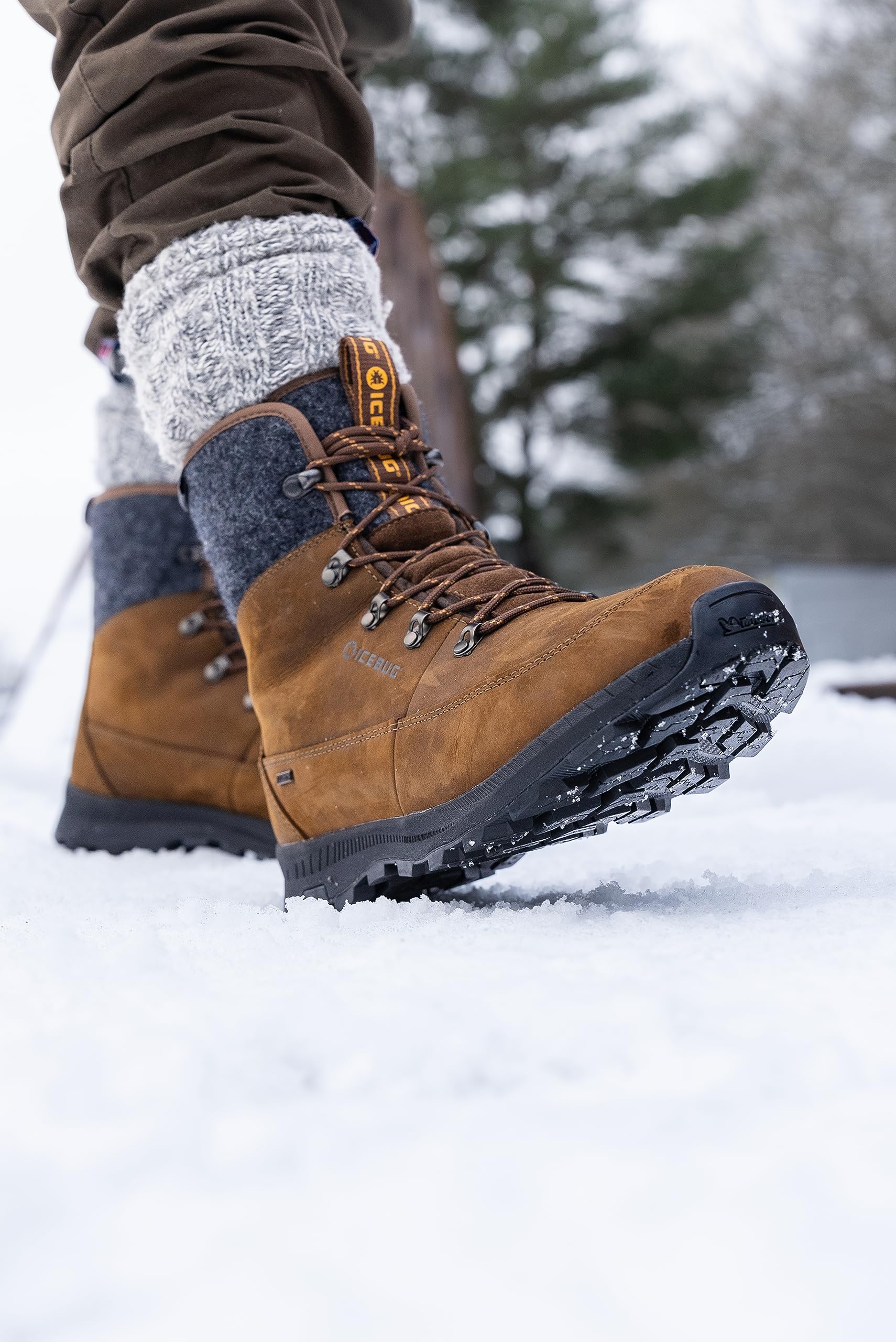 Icebug Mens Adak Michelin Wic Woolpower Winter Walking Boot with Traction Sole, Coffee/Grey, 11.5