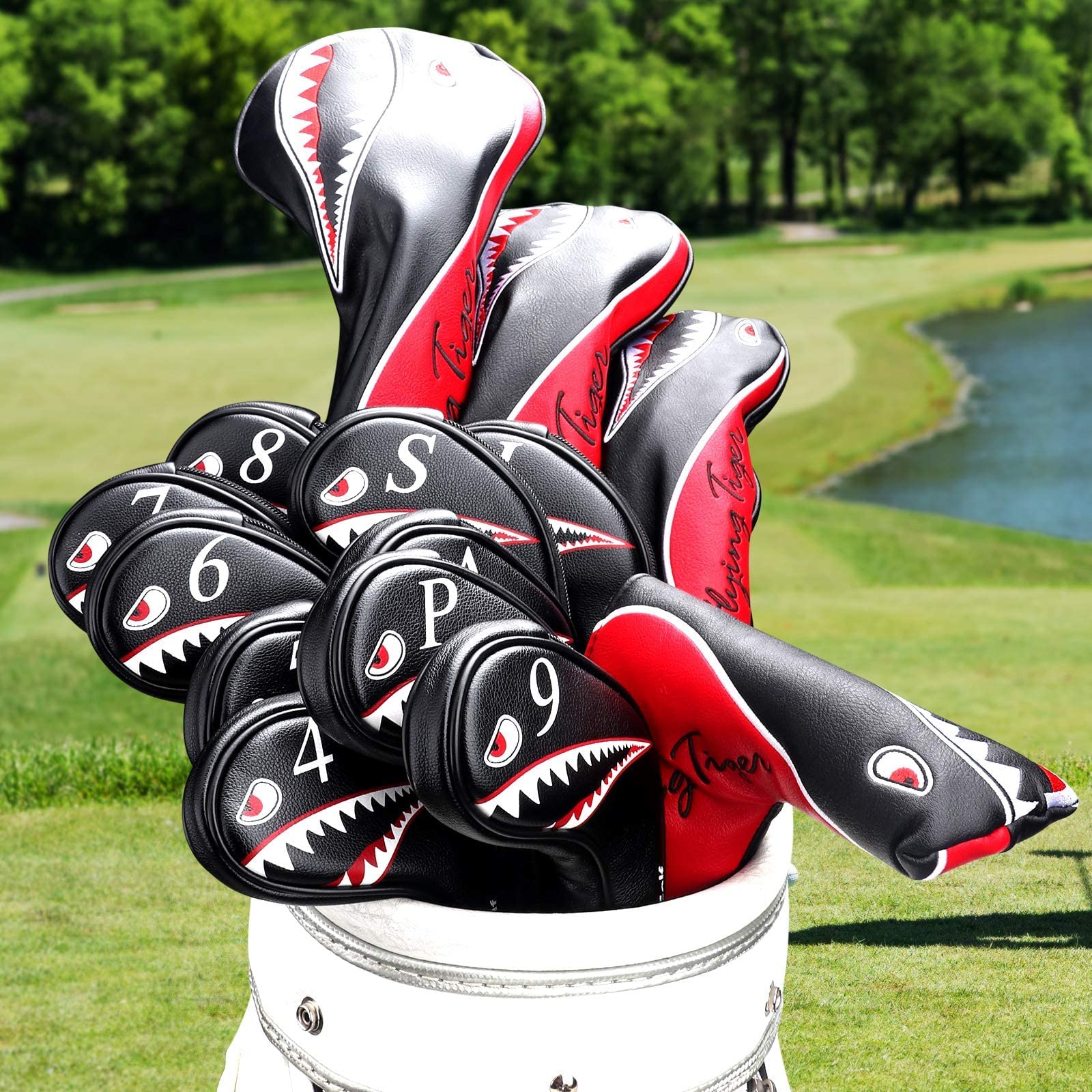 Craftsman Golf Shark Black and Red Blade Putter Cover Headcover Magnetic Closure (Blade Putter Cover)