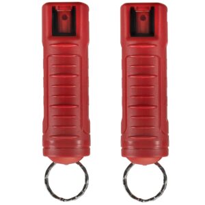 Police Magnum Keychain Pepper Spray Self Defense Belt Clip Holder - Tactical Safety Key Chains for Women & Men - Made in The USA-2 Pack Red INJ