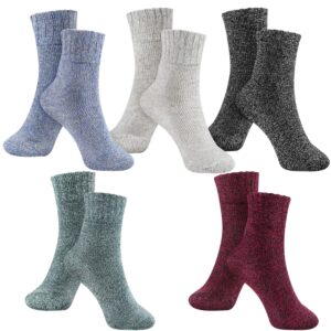 besky women winter socks 5 pairs cotton thick knit vintage soft cozy casual crew socks (multicolor10)