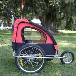 i10Direct Red and Black 2 in 1 Child Baby Bike Bicycle Trailer and Stroller