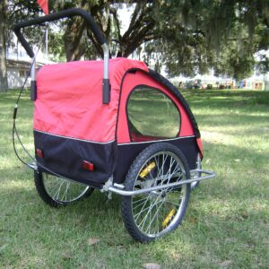 i10Direct Red and Black 2 in 1 Child Baby Bike Bicycle Trailer and Stroller