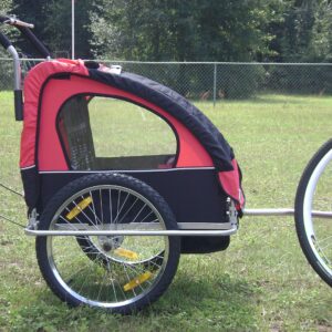 i10Direct Red and Black 2 in 1 Child Baby Bike Bicycle Trailer and Stroller