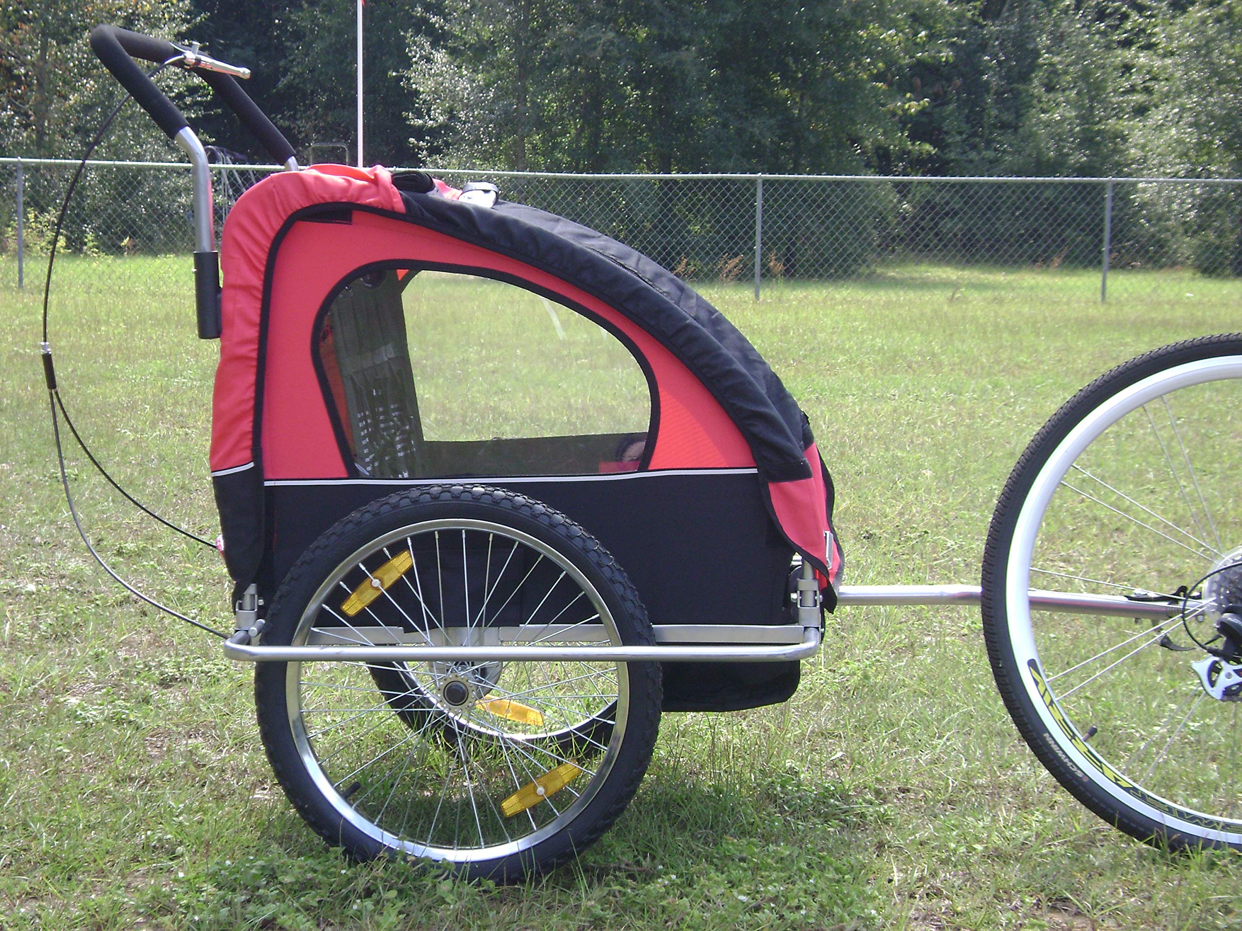 i10Direct Red and Black 2 in 1 Child Baby Bike Bicycle Trailer and Stroller