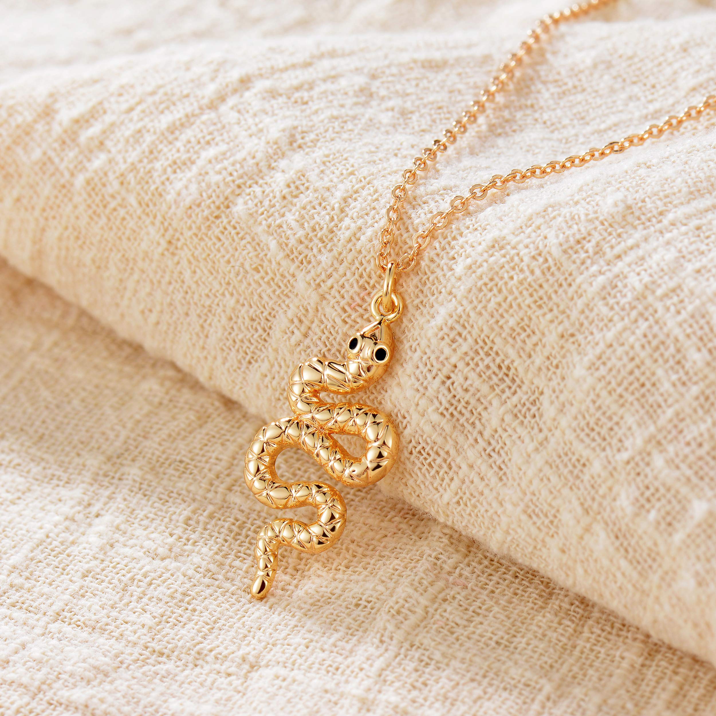 MEVECCO Dainty Gold Snake Necklace for Women 18k Gold Plated Serpent Snake Charm Necklace Cubic Zircon Snake Pendent Chunky Gold Snake Simple Minimalist Delicate Handmade Boho Jewelry For Her