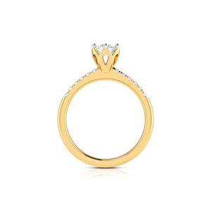 VVS Certified Solitaire Ring with 0.15 Ct Round Natural & 0.39 Ct Center Round Moissanite Diamond in 14k White/Yellow/Rose Gold Engagement Ring for Women | Ceremony Ring for Her (IJ-SI, G-VS2)