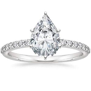 diamondrigo petite pear cut moissanite ring for engagement, wedding, anniversary, promise, gift, birthday, gratitude (solitaire, eternity, 2.50ct, vvs1, colorless) (8.5)