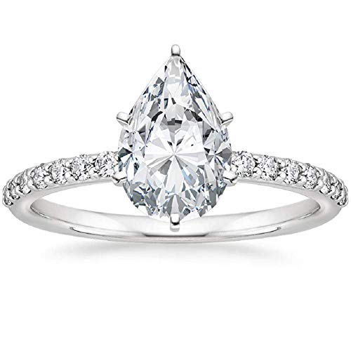 Diamondrigo Petite Pear Cut Moissanite Ring for Engagement, Wedding, Anniversary, Promise, Gift, Birthday, Gratitude (Solitaire, Eternity, 2.50CT, VVS1, Colorless) (8.5)